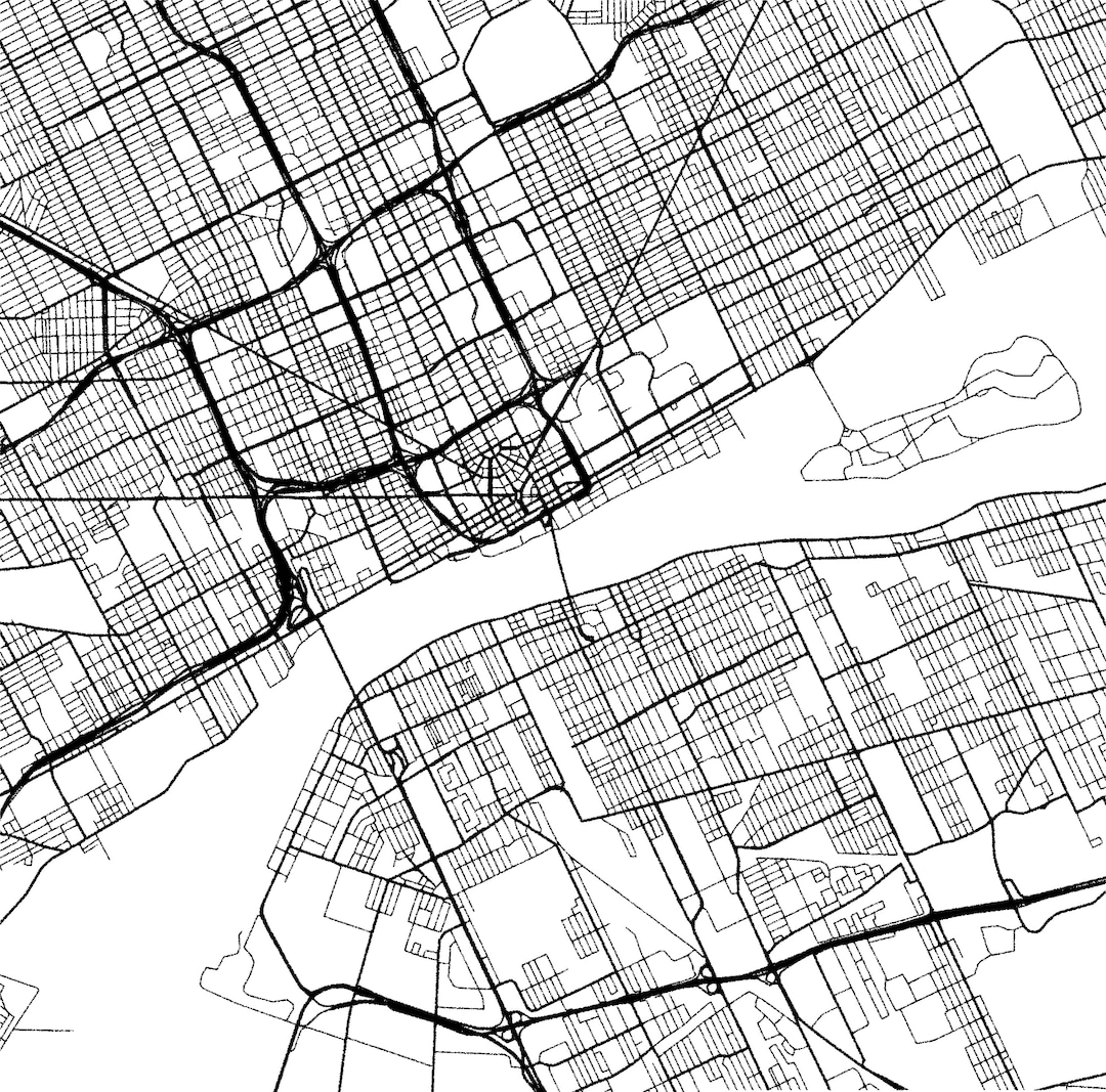 Detroit City Vector Map - Etsy