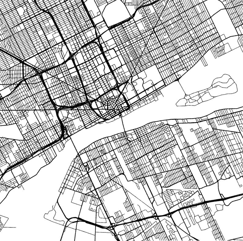 Detroit City Vector Map - Etsy