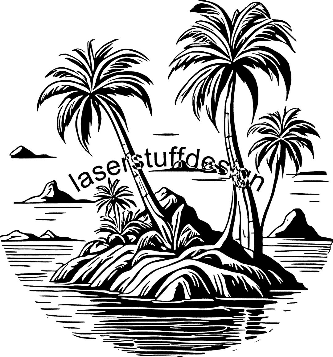 Island and Palm Trees SVG Vector File - Etsy