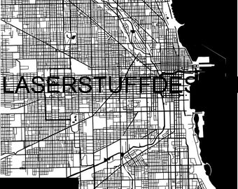 Chicago Illinois City Street Road Map Svg Png Dxf Pdf Eps Vector ...