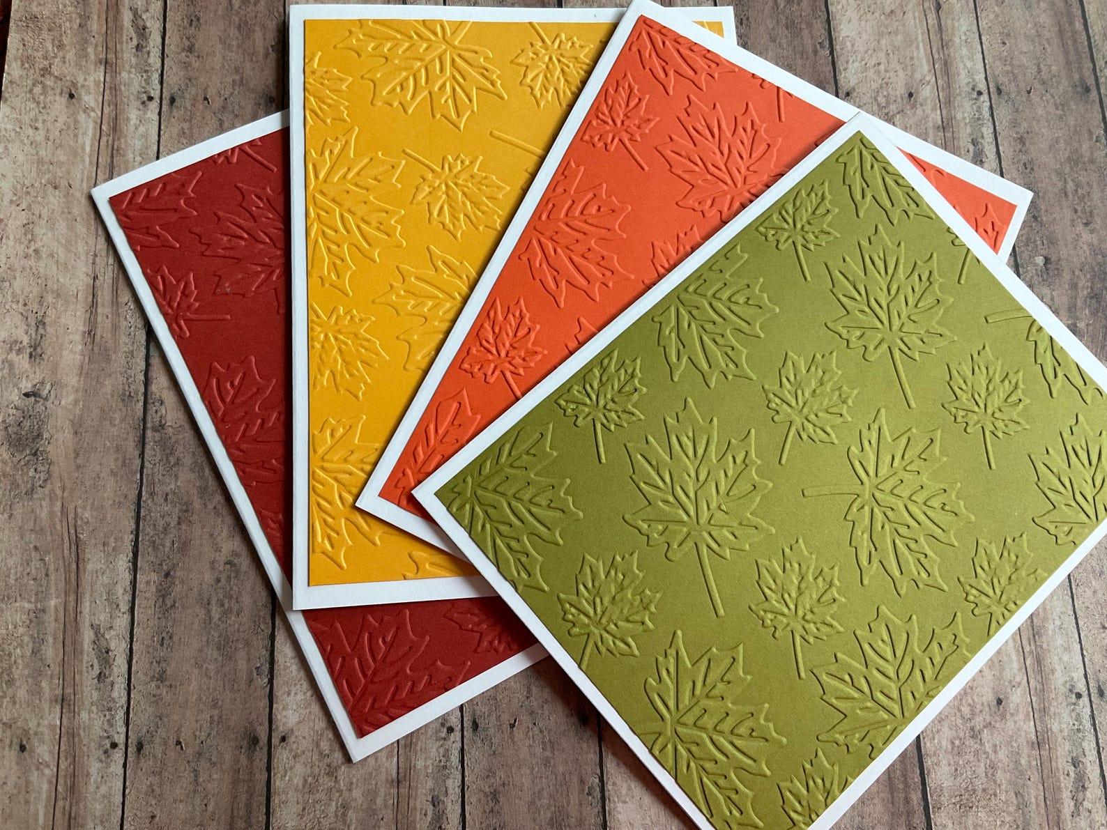 Maple Leaves Embossed Note Card, Fall Collection Stationery ...