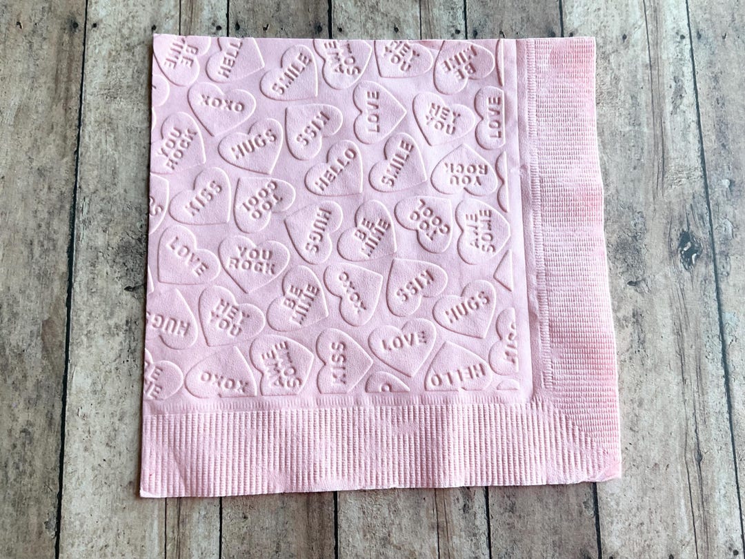 Conversation Hearts Hand Embossed Beverage Napkins 20, Valentines ...