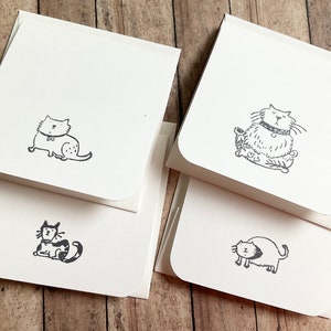 Cute Cat Notelets, Mini Cards With Fun Cats, Cat Lover Card Set, Small ...
