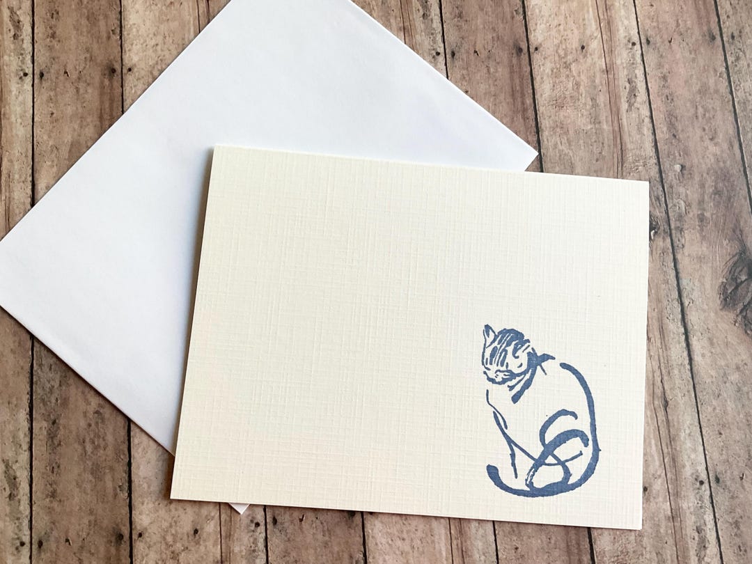 Japanese Cat Calligraphy Notecard Set (4) - Etsy