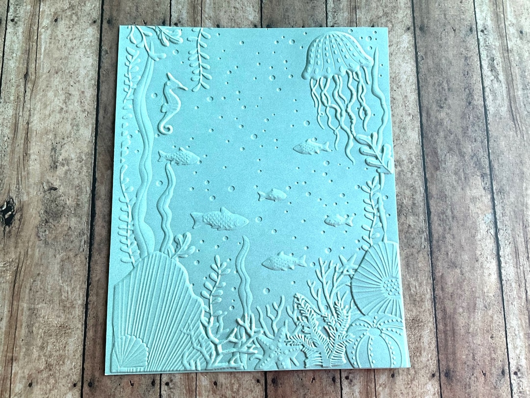3D Sea Life Embossed Cardstock, Textured Card Fronts, Coral Background ...