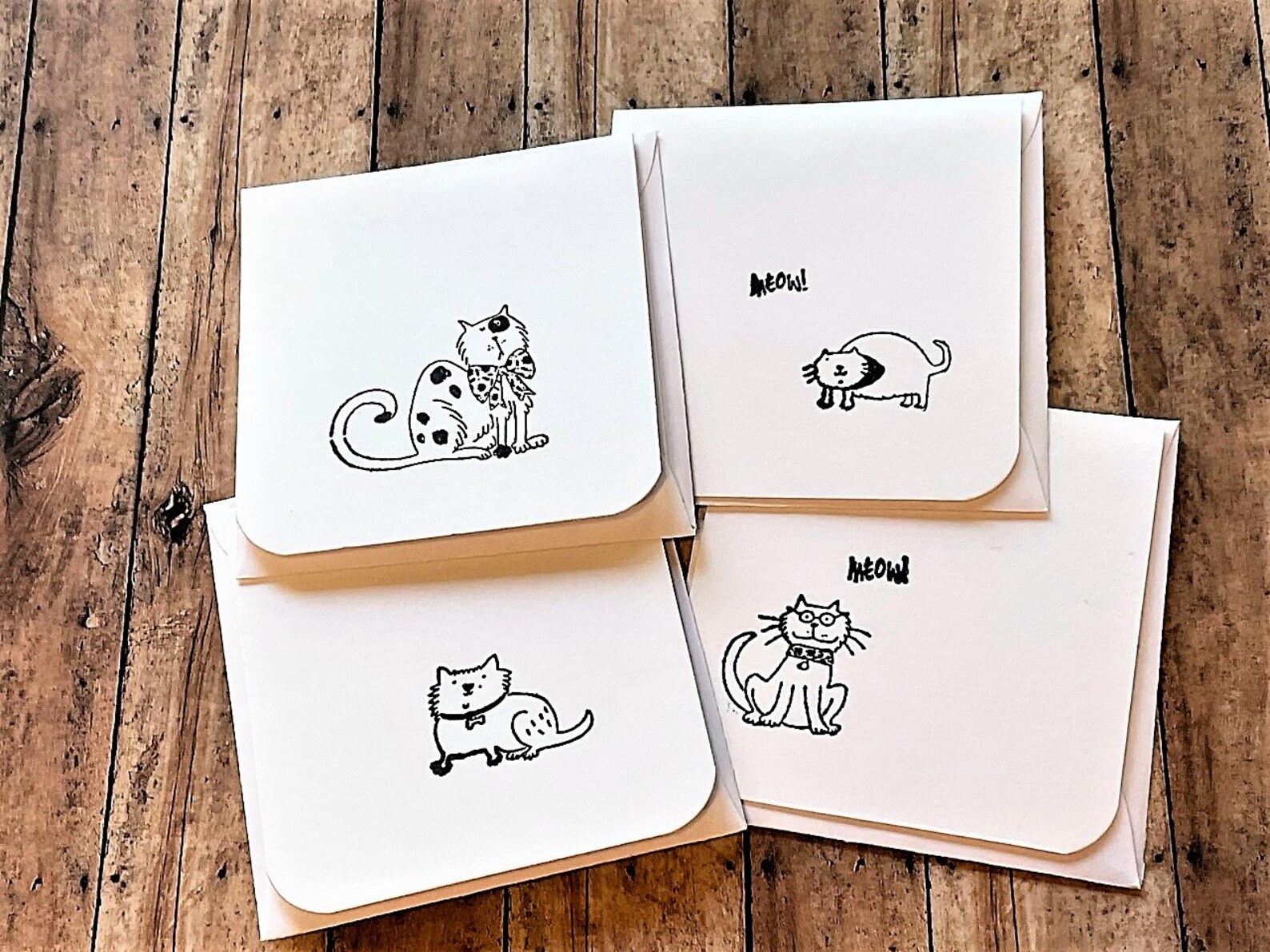 Cute Cat Notelets, Mini Cards With Fun Cats, Cat Lover Card Set, Small ...