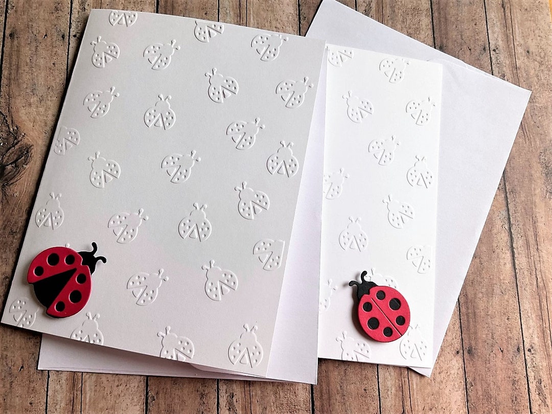 Ladybug Embossed Cards, Summertime Embossed Note Cards, Blank Notecards, Stationery, Birthday ...