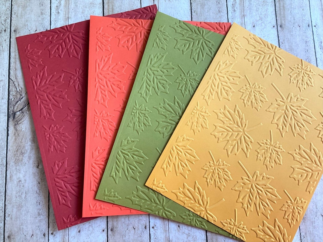 Falling Maple Leaf Embossed Card Front, Textured Cardstock Sheets ...