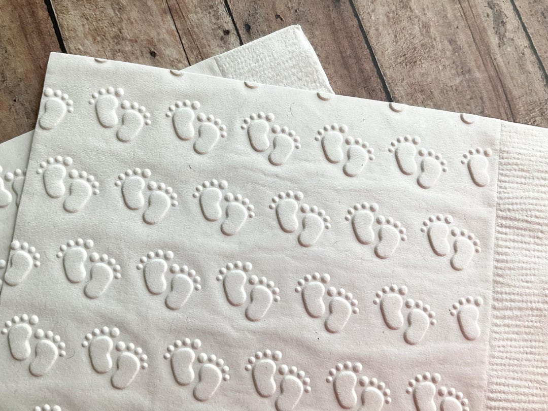 Baby Footprints Hand Embossed “pink”, "blue" or "white" Colored ...