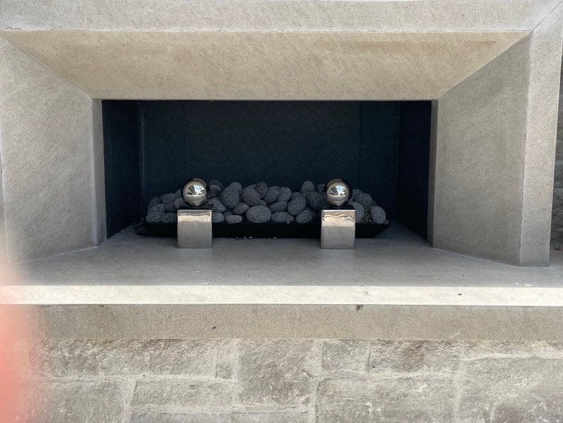 Stainless Steel Ball & Box Fireplace Andiron Set - Etsy