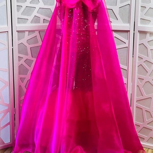 Pink Girls Skirt Cape Shiny Girls Shoulder Cape Pageant Runway Skirt ...