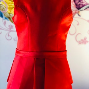 Red Interview Dress Pageant Red Dress With Peplum and Bow Girls Satin ...
