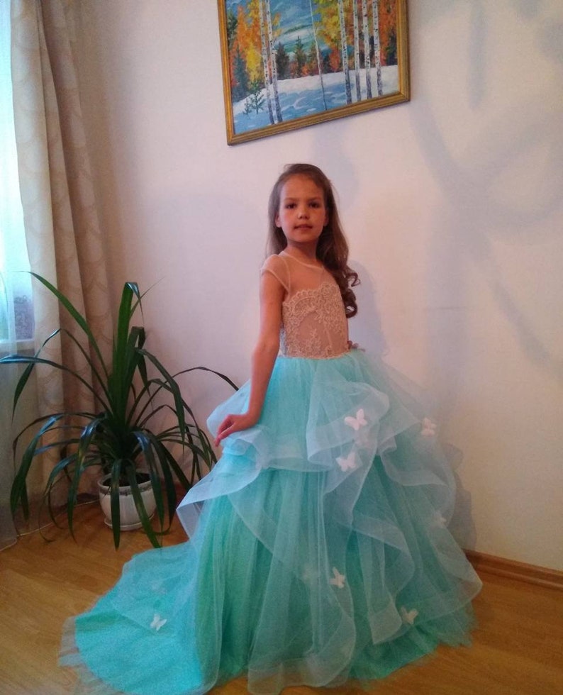 Turquoise Aqua Dress Custom Pageant Dress Girls Gown Wedding Birthday ...