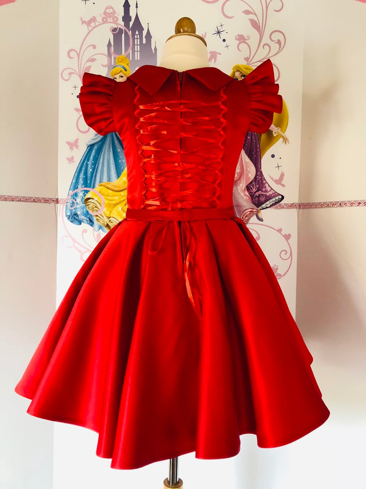 Red Interview Dress Pageant Dress With Bow Girls Satin Fluffy Dress ...