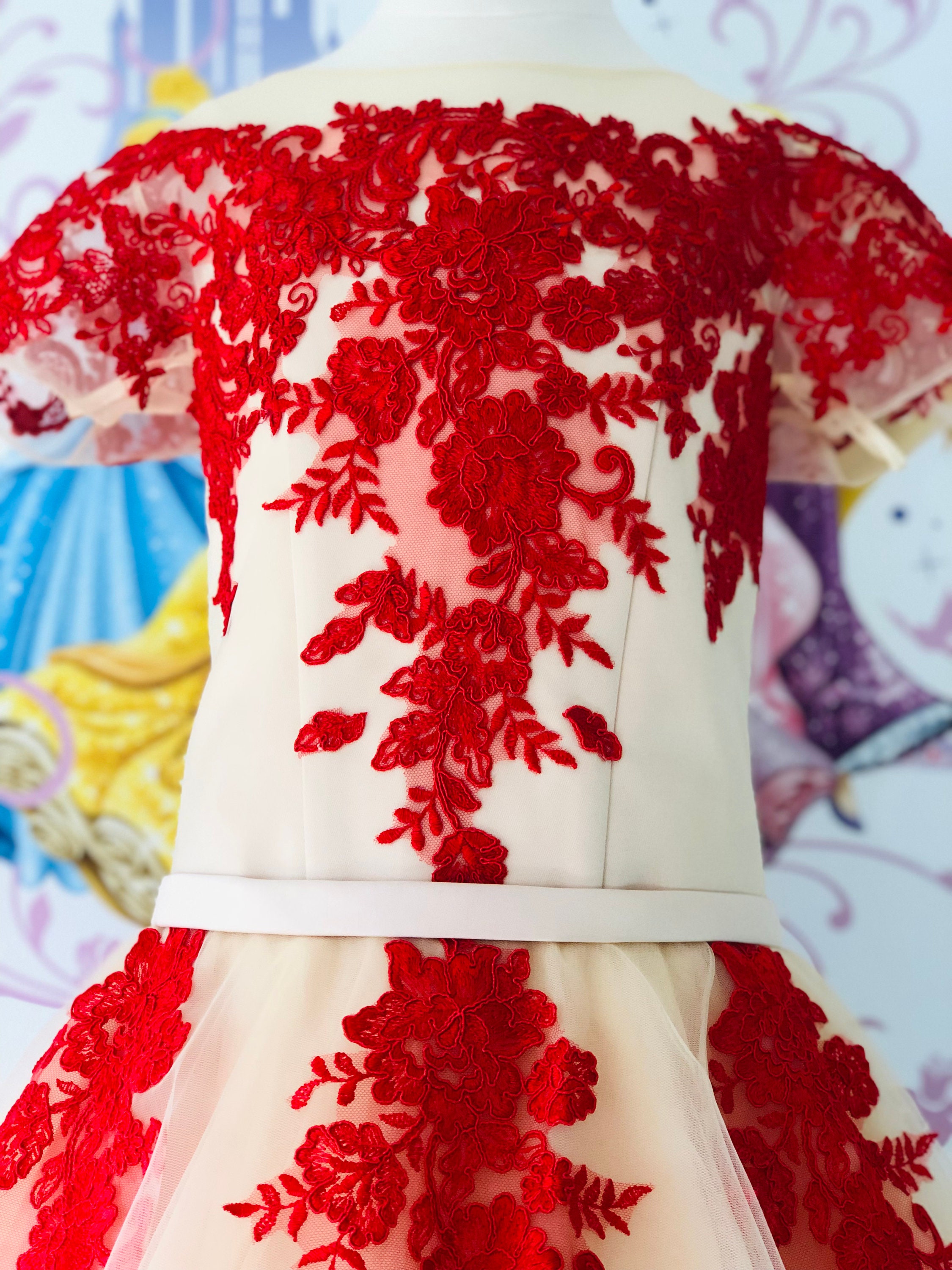 Red beige dress Pageant Prom Formal girls ball gown Party | Etsy