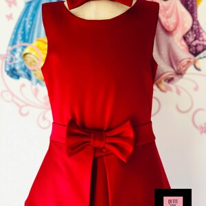 Red Interview Dress Pageant Dress Red Dress With Peplum and Bow Girls ...