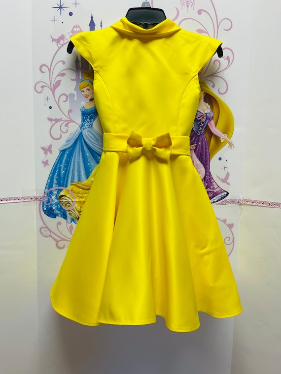 Yellow Interview Dress Pageant Dress With Belt Girls Satin | Etsy