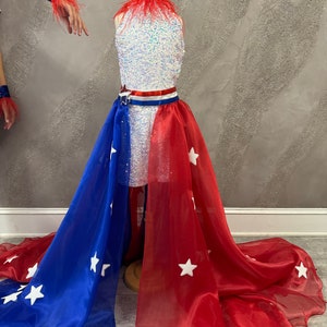 Red White Blue Wear With Cape Pageant Fun Fashion Girls Patriotic ...