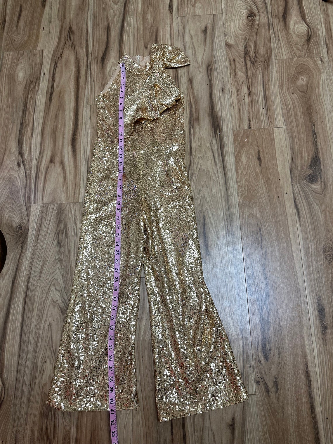 Gold Sparkly Jumpsuit Pageant Outfit Girls Sequins Jumpsuit Fun Fashion ...