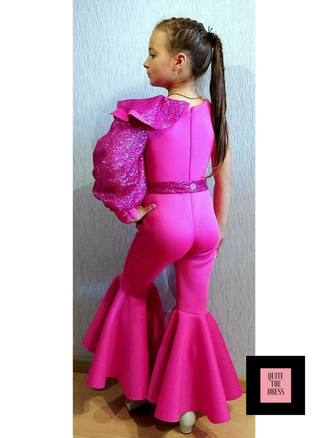 Hot Pink Sparkly Jumpsuit Pageant Outfit Girls Neoprene - Etsy