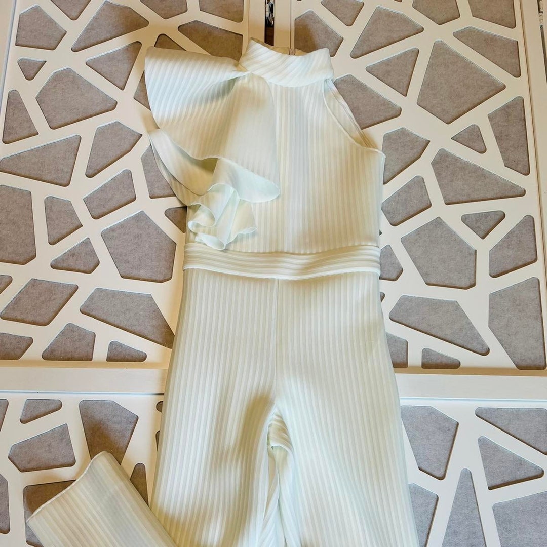 White Interview Jumpsuit Pageant White Outfit Girls Neoprene Jumpsuit ...