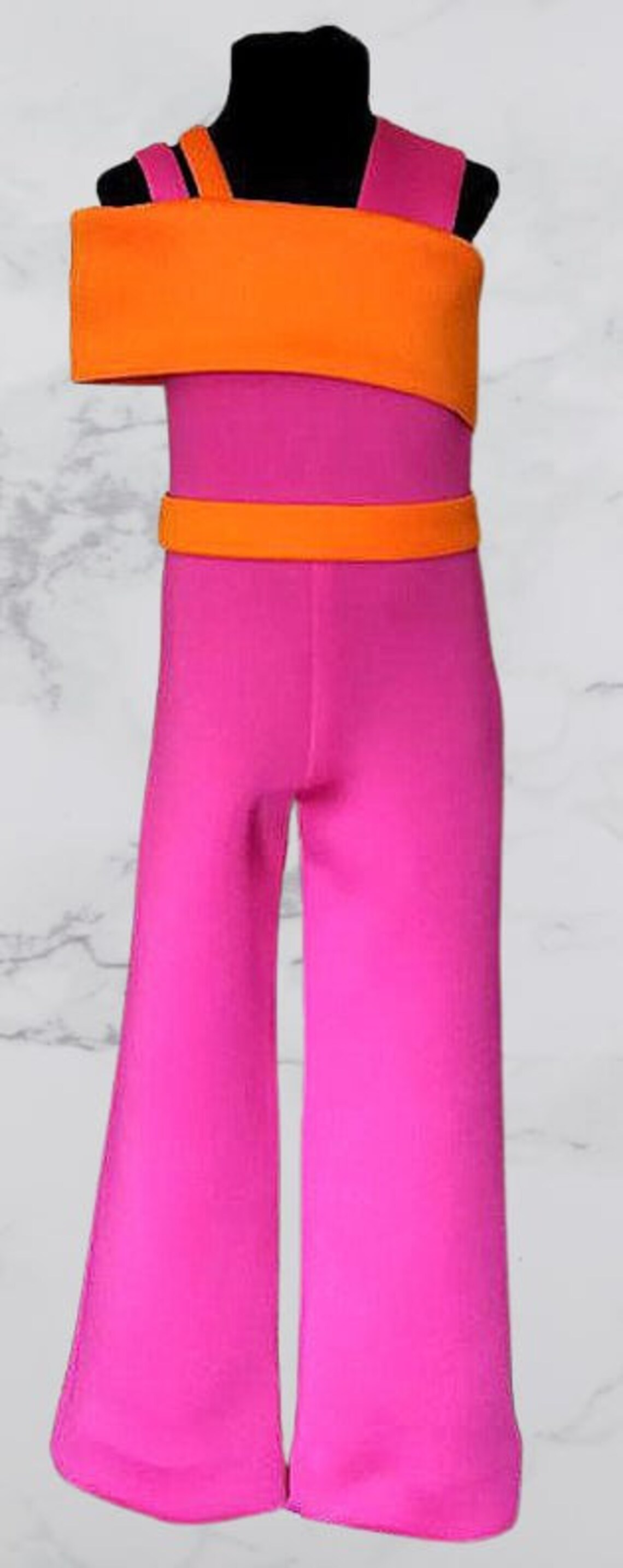 Hot Pink Orange Interview Jumpsuit Pageant Outfit Girls Neoprene Pink ...