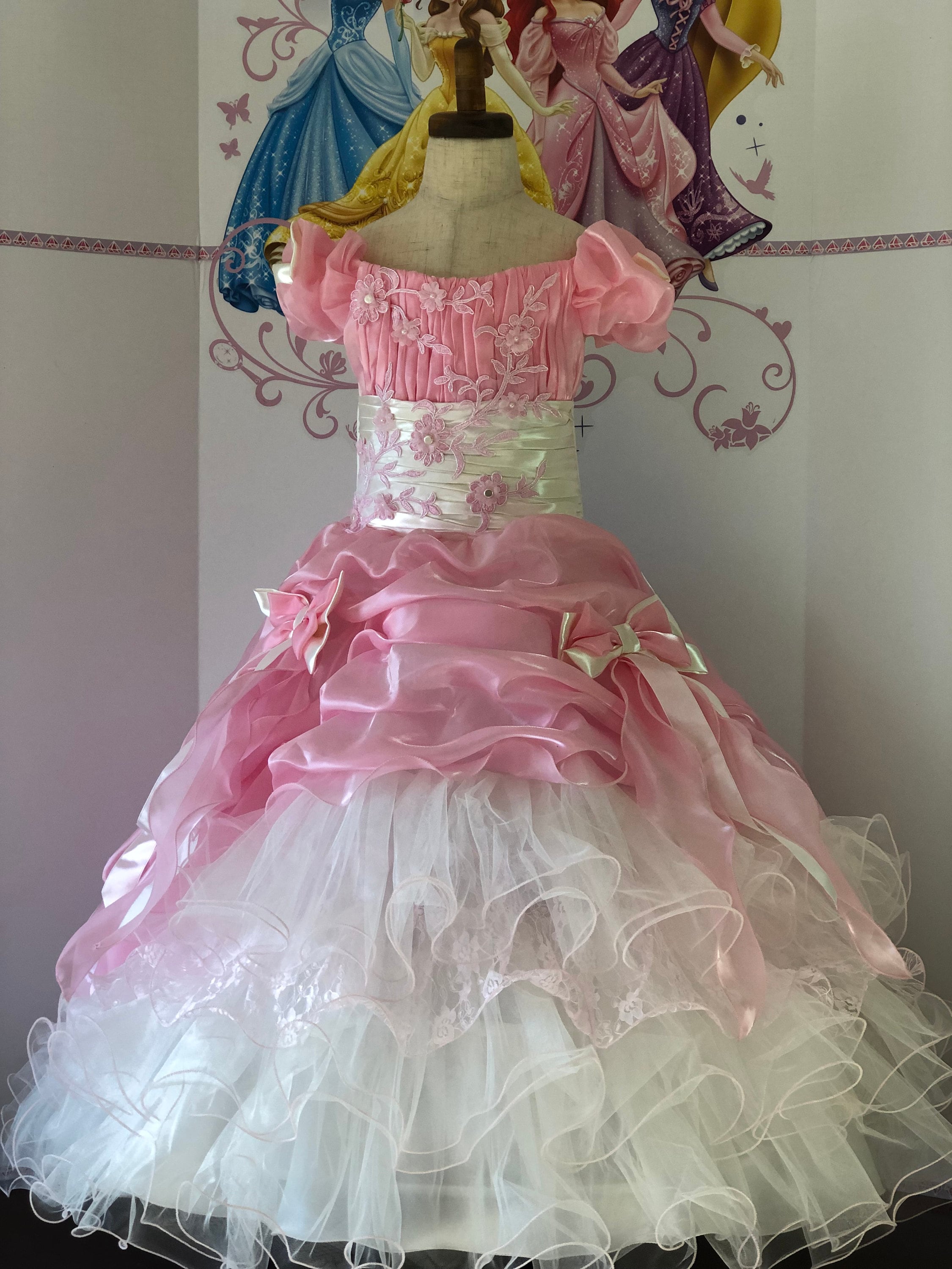 Pink White Pageant Prom Girls Dress Girls Ball Gown Party Birthday ...