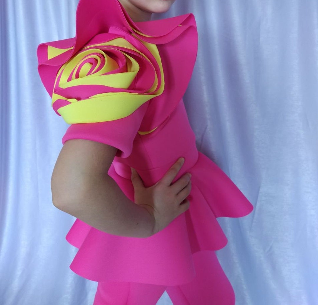 Hot Pink Yellow Top Pageant Yellow Hot Pink Outfit Girls Neoprene Top ...