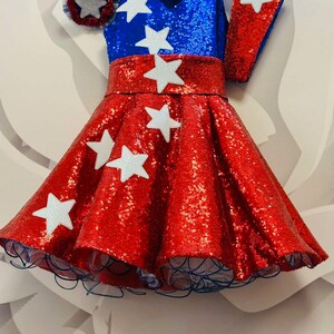 Red White Blue Patriotic Outfit Pageant Girls Unique Sequins Patriotic ...