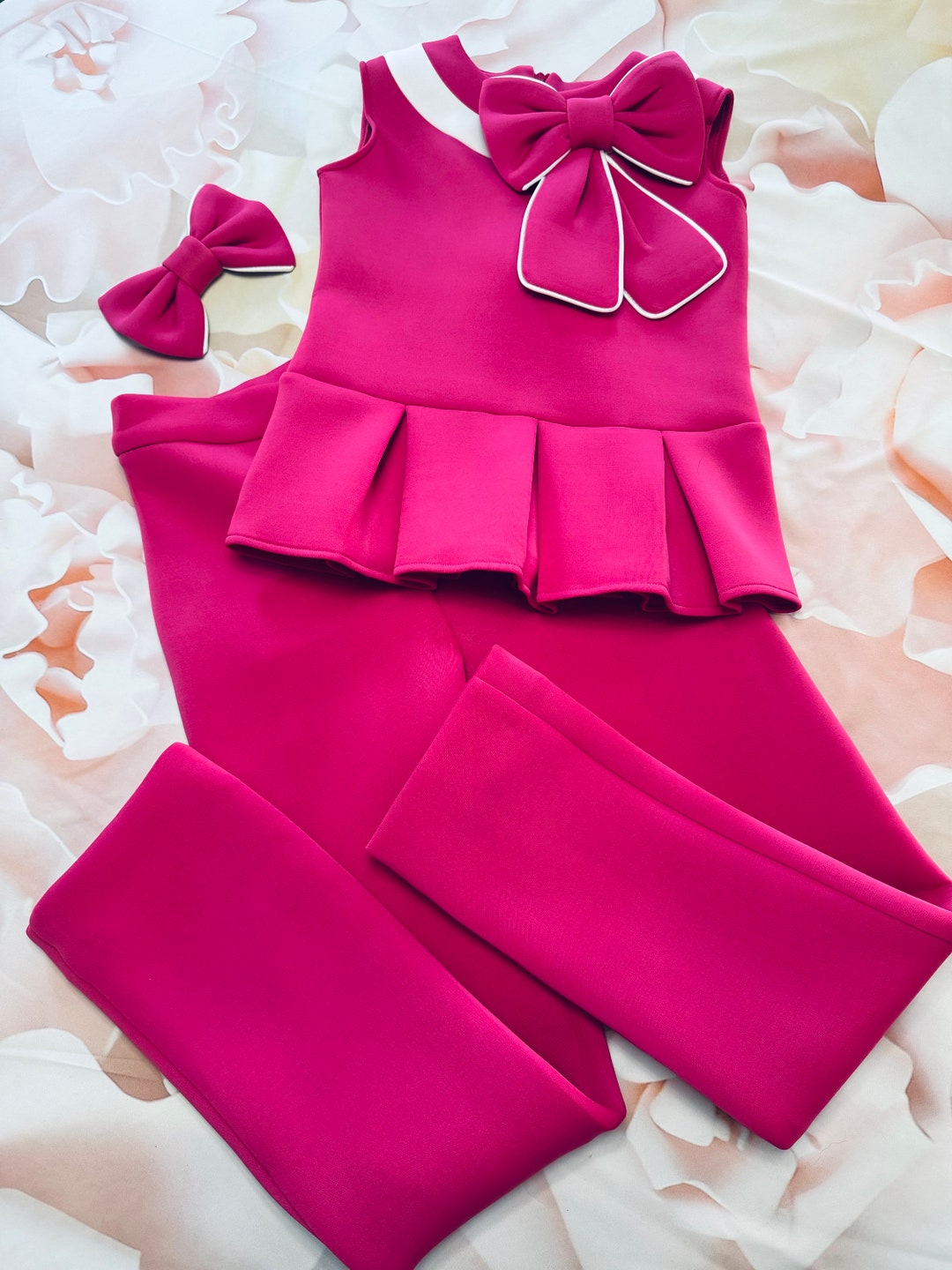 Hot Pink Interview Jumpsuit Pageant Outfit Girls Neoprene Jumpsuit Pink ...