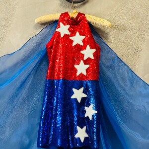 Red White Blue Wear With Cape Pageant Fun Fashion Girls Patriotic ...