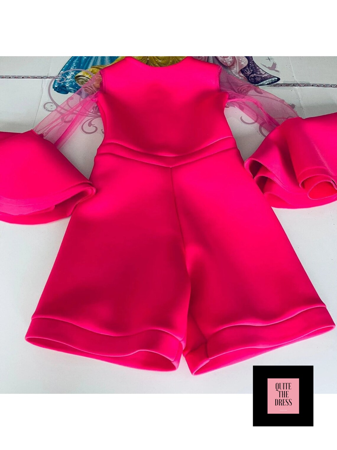 Hot Pink Yellow Jumpsuit Romper Pageant Outfit Girls Neoprene Sleeve ...