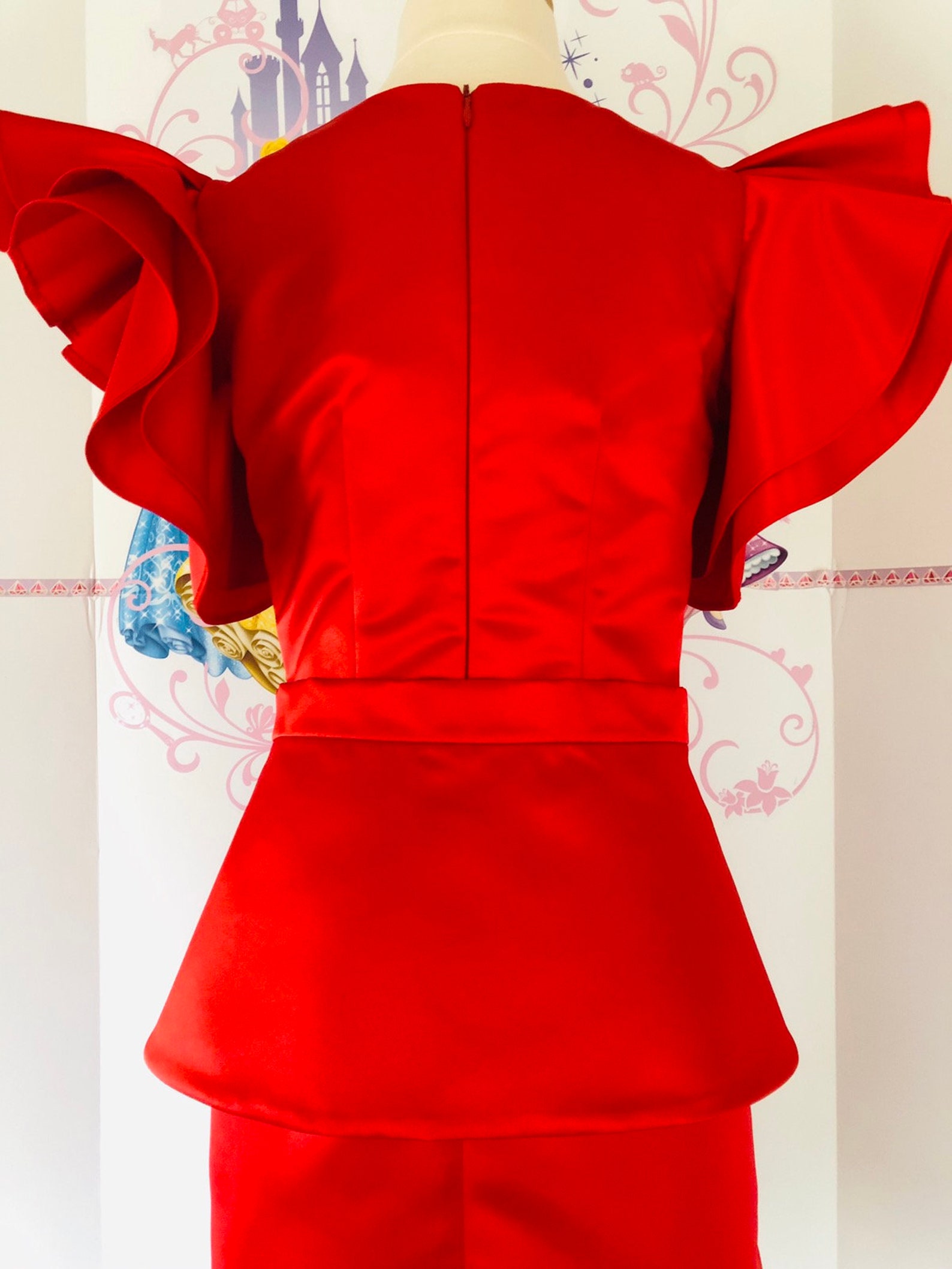 Red Interview Dress Pageant Red Dress With Peplum and Bow | Etsy