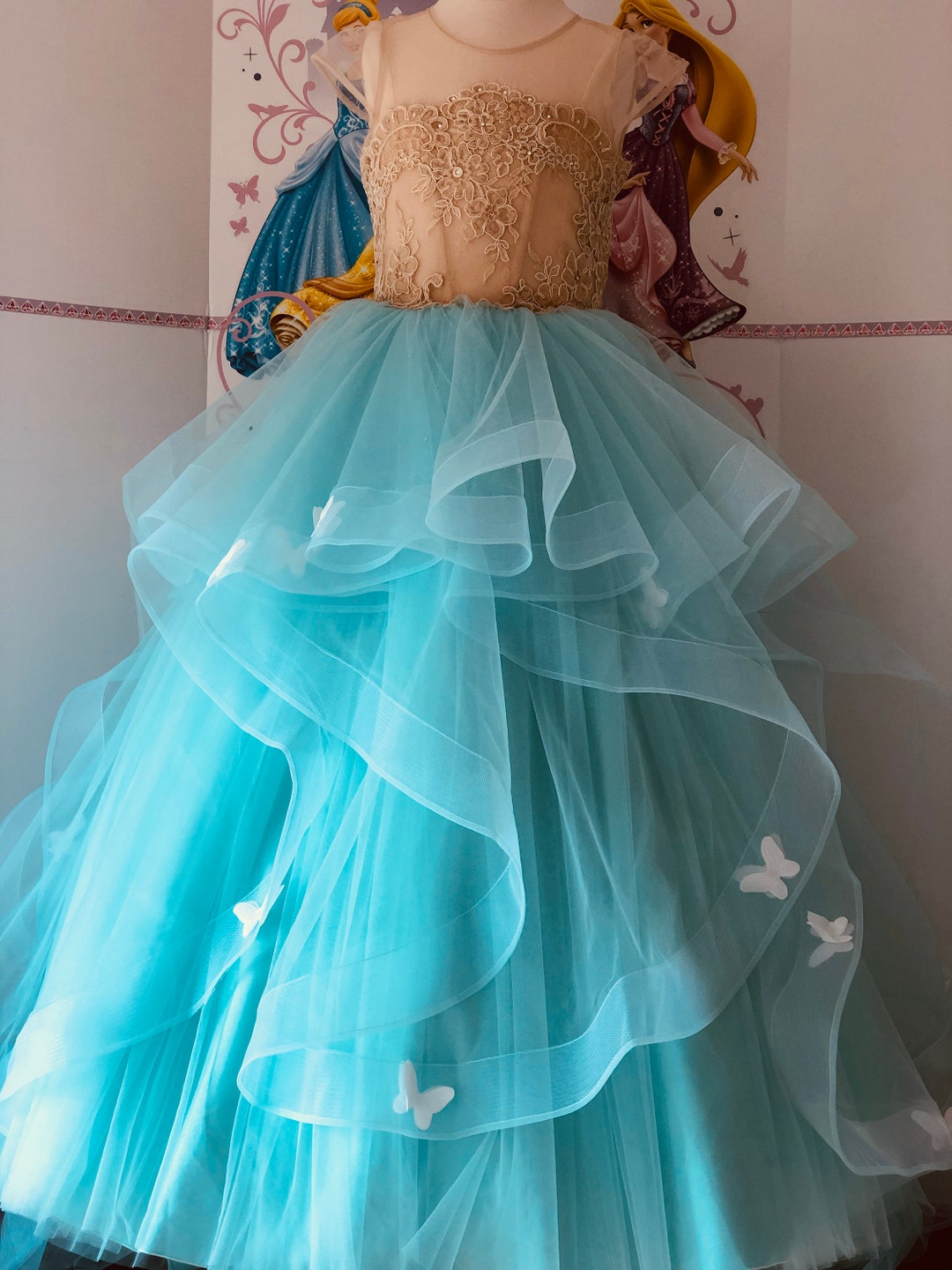 Turquoise Aqua Dress Custom Pageant Dress Girls Gown Wedding Birthday ...