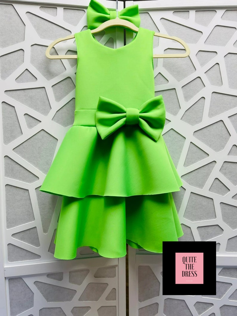 Kelly Green Pageant Dress With Bow Girls Neoprene Homecoming - Etsy