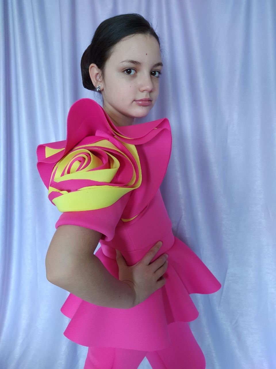Hot Pink Yellow Top Pageant Yellow Hot Pink Outfit Girls - Etsy