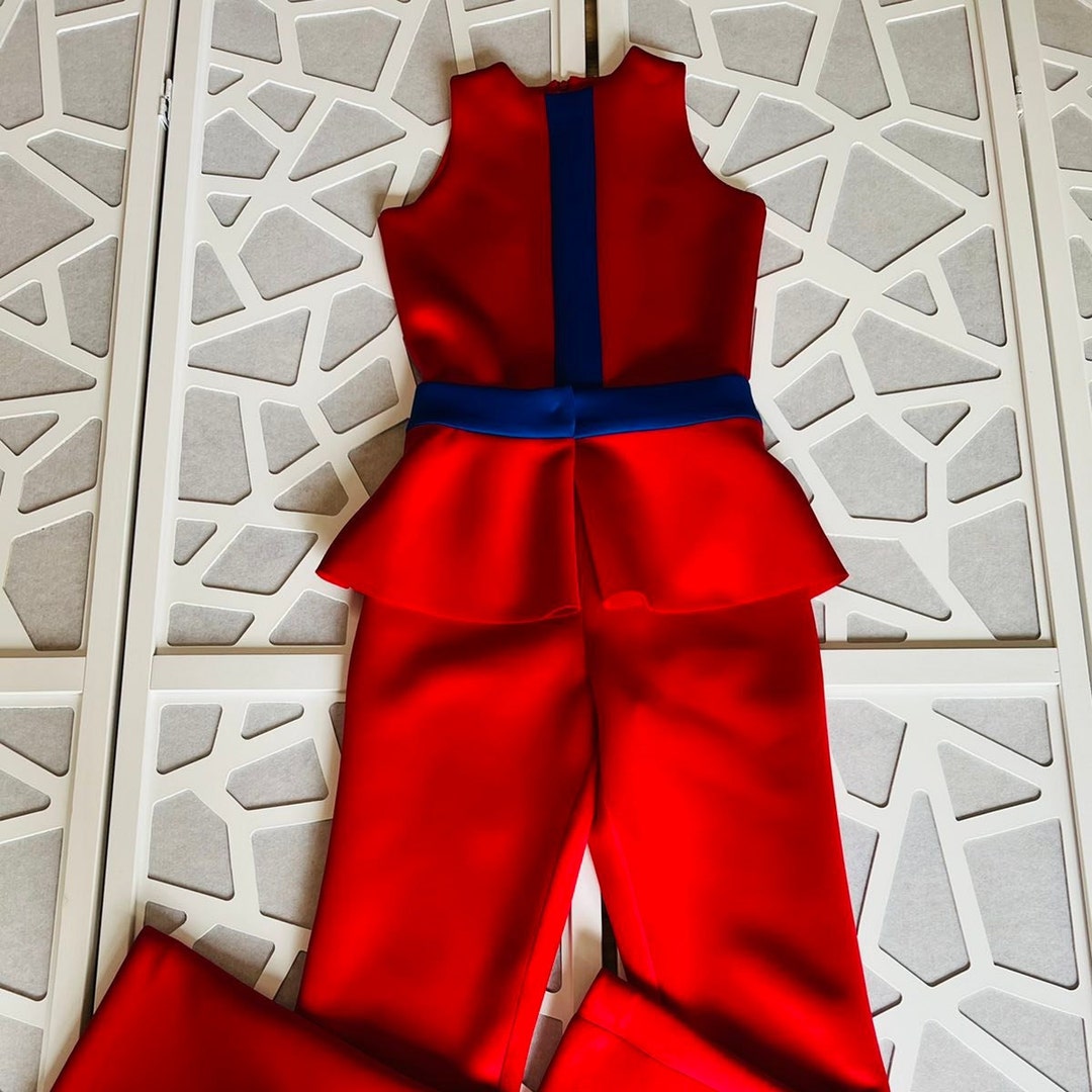 Blue Red Interview Jumpsuit Pageant Peplum Outfit Girls Neoprene ...