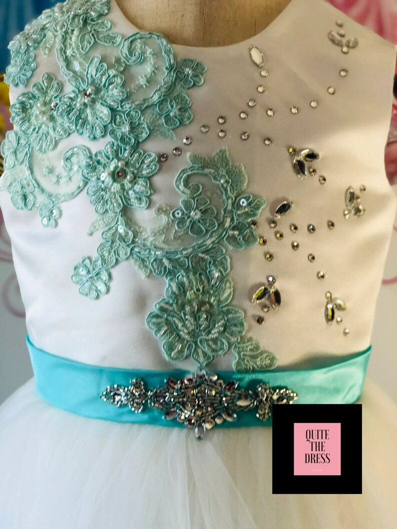 Mint White Pageant Girls Dress Party Birthday Holiday Wedding - Etsy