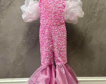 Hot Pink Sparkly Jumpsuit Pageant Outfit Girls Sequins Jumpsuit Fuchsia ...