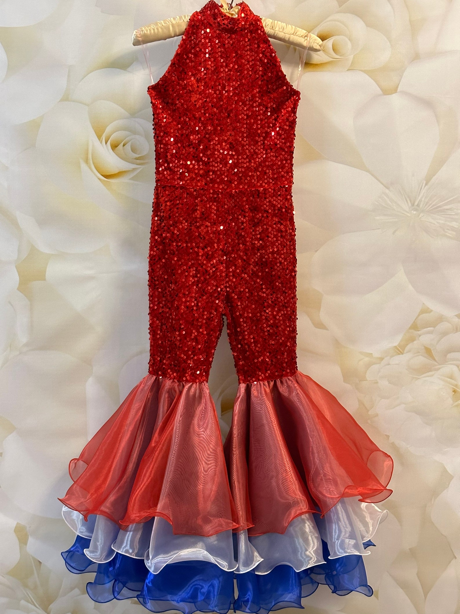 Red White Blue Jumpsuit Pageant Fun Fashion Girls Sequins Sparkly ...