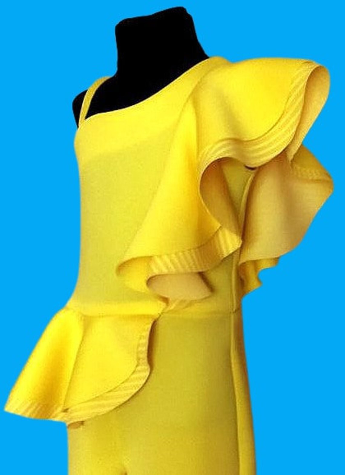 Yellow Pageant Interview Girls Outfit Bright Yellow Neoprene Jumpsuit ...