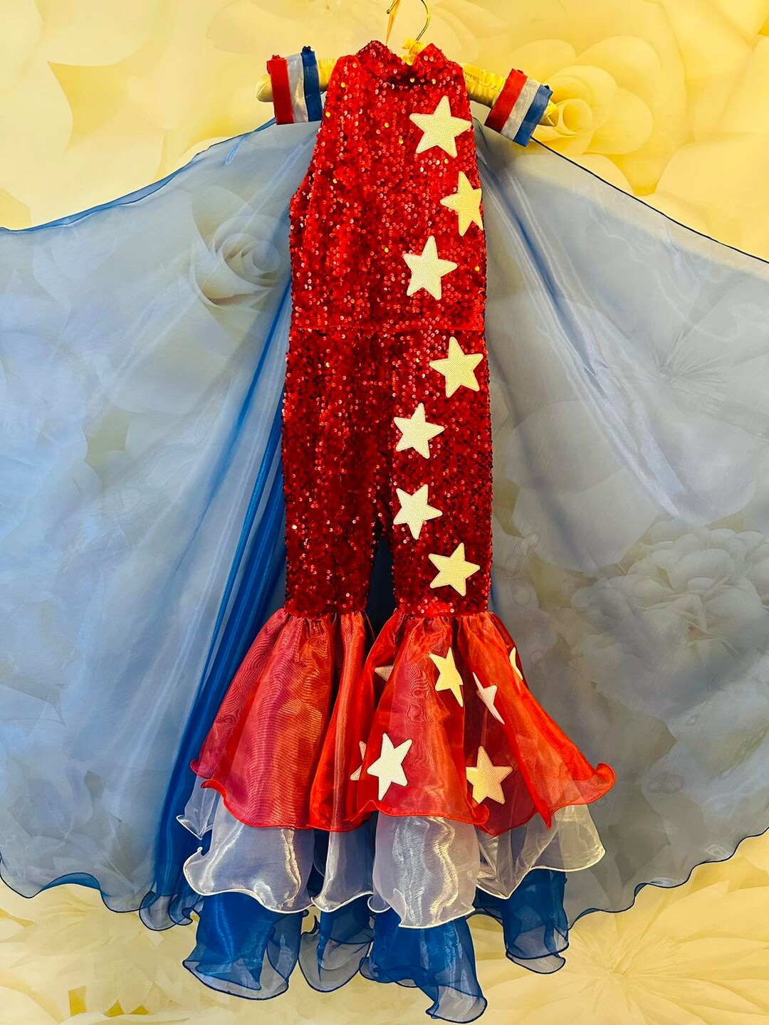 Red White Blue Jumpsuit Pageant Fun Fashion Girls Sequins Sparkly ...