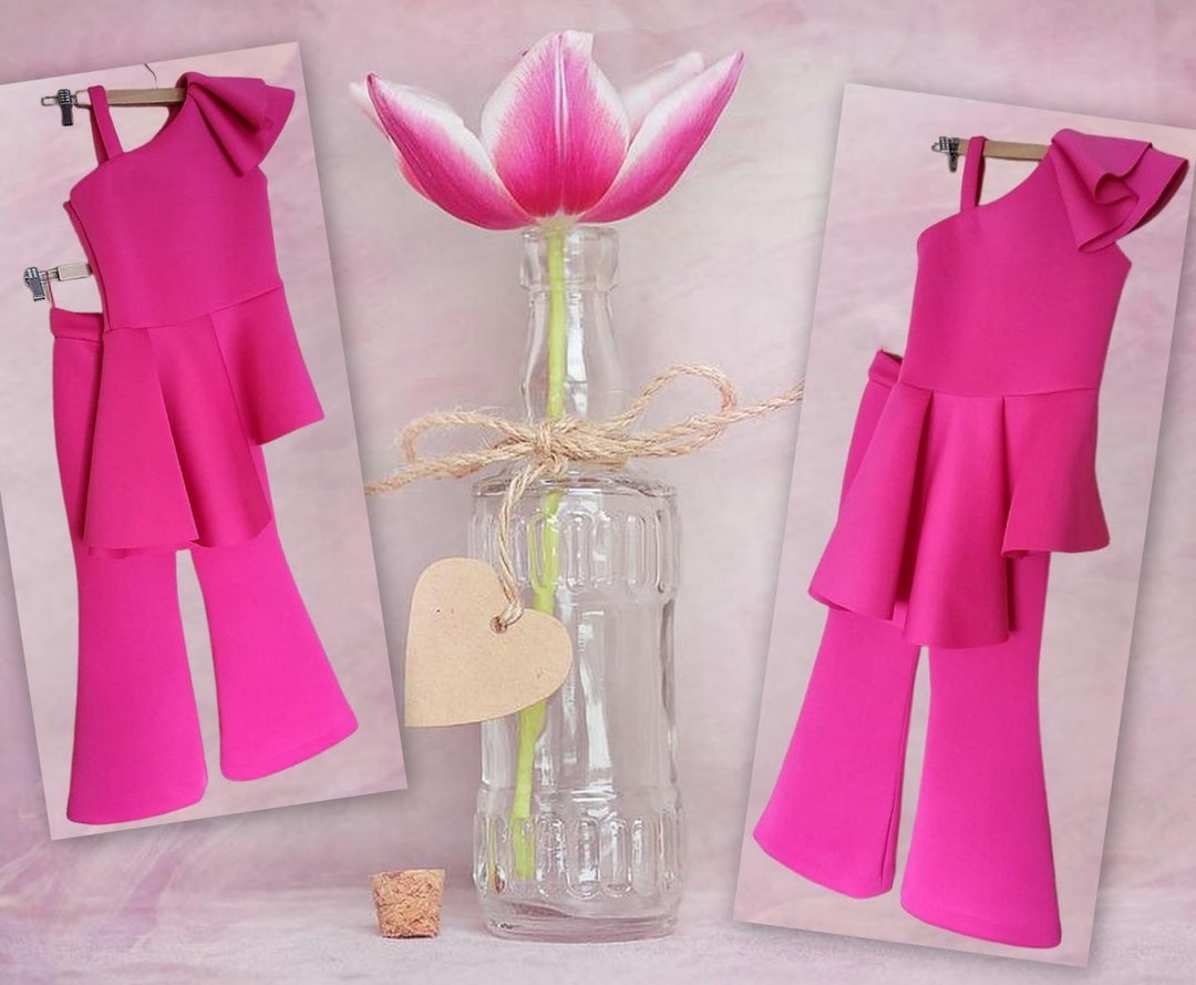 Hot Pink Jumpsuit Pageant Pants Girls Neoprene Outfit Hot Pink Custom ...