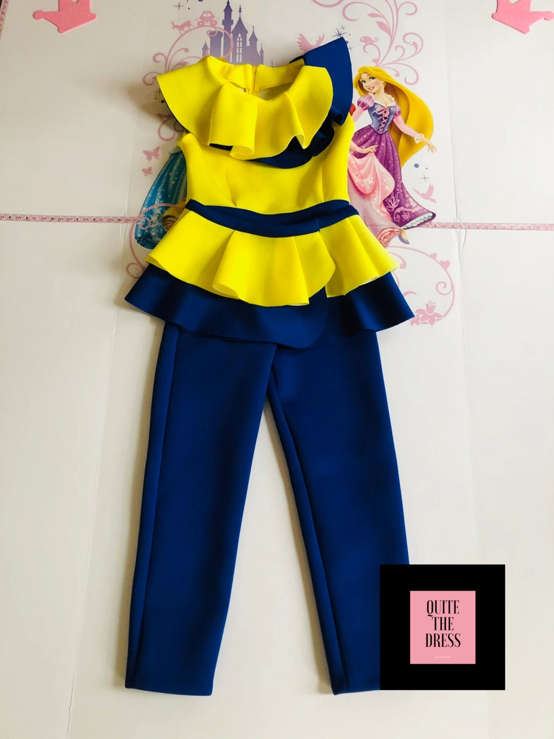 Royal Blue Yellow Interview Jumpsuit Pageant Royal Blue Outfit Girls ...