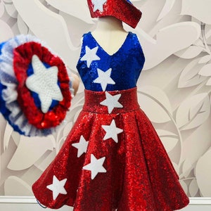 Red White Blue Patriotic Outfit Pageant Girls Unique Sequins Patriotic ...