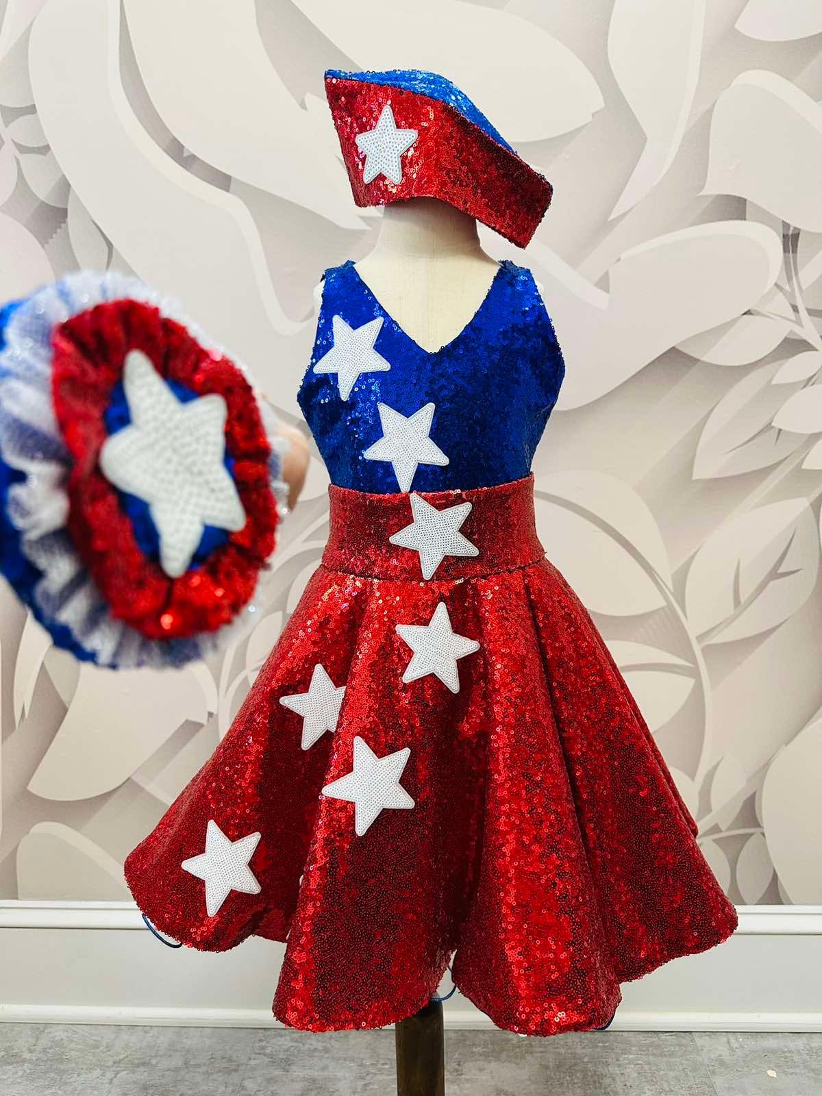 Red White Blue Patriotic Outfit Pageant Girls Unique Sequins Patriotic ...