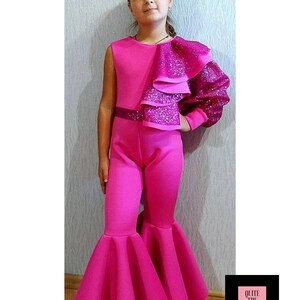 Hot Pink Sparkly Jumpsuit Pageant Outfit Girls Neoprene - Etsy
