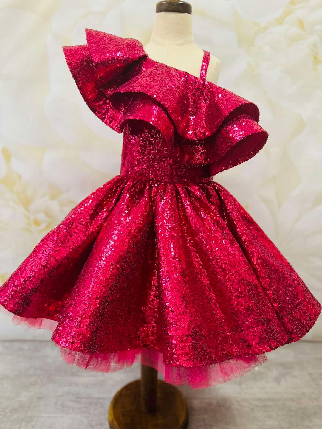 Cocktail Sequins Hot Pink Girls Outfit Pageant Fuchsia Sparkly Dress ...