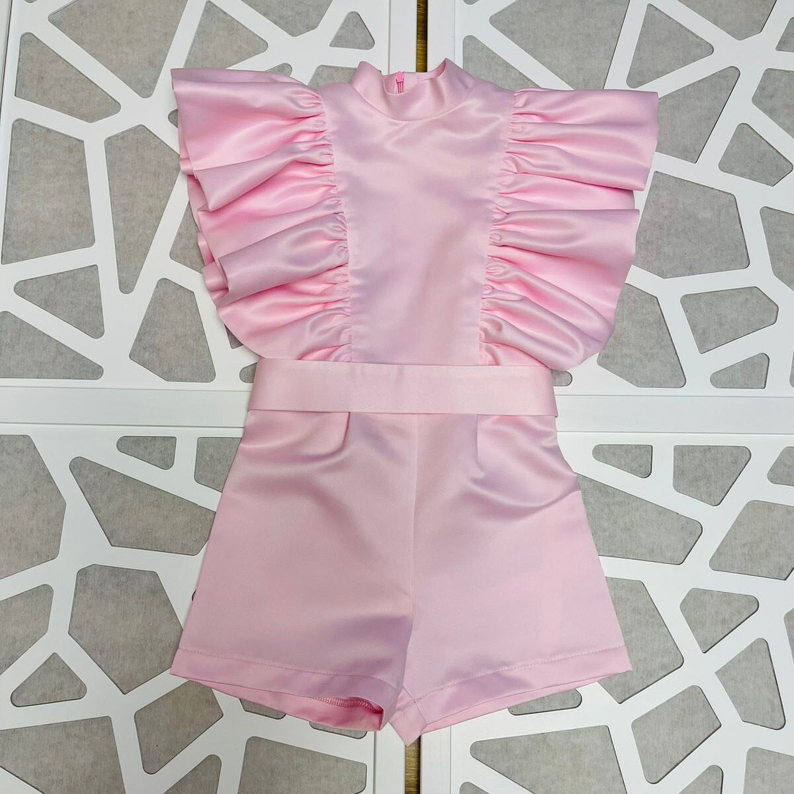 Bubble Pink Interview Jumpsuit Pageant Pink Outfit Girls Satin | Etsy