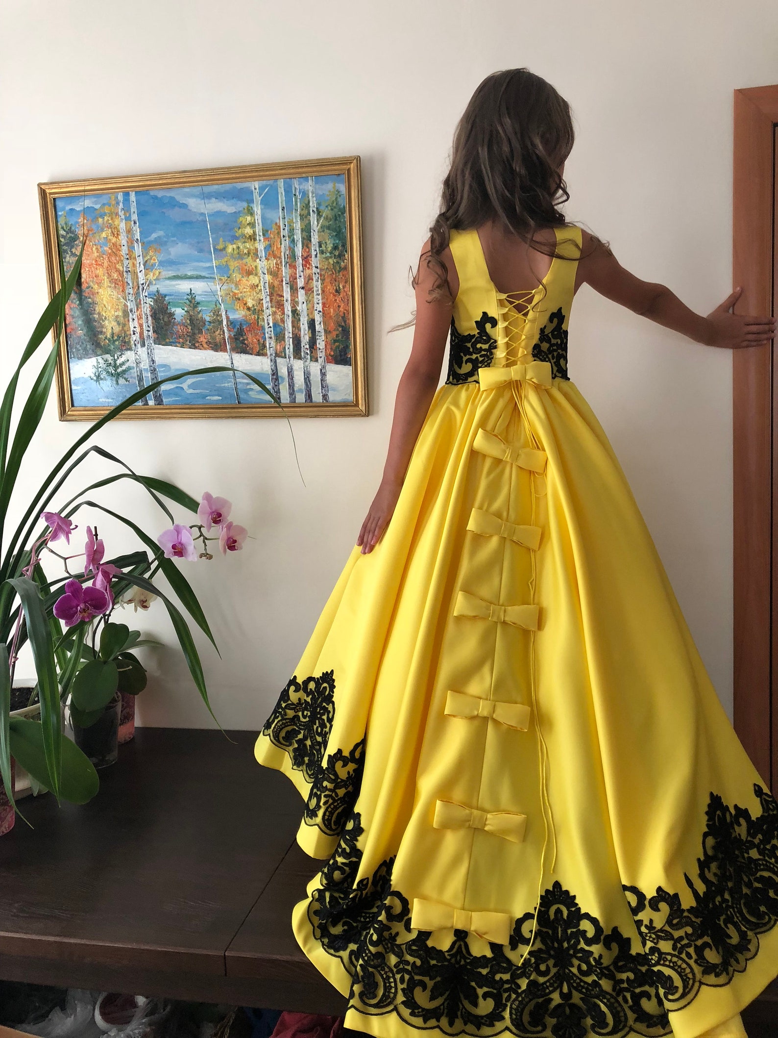 Yellow Pageant Girls Dress Girls Ball Gown Party Birthday - Etsy